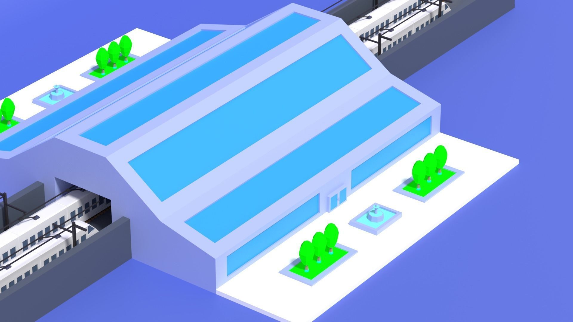 3D model Cartoon High Speed Railway Station VR / AR / low-poly | CGTrader