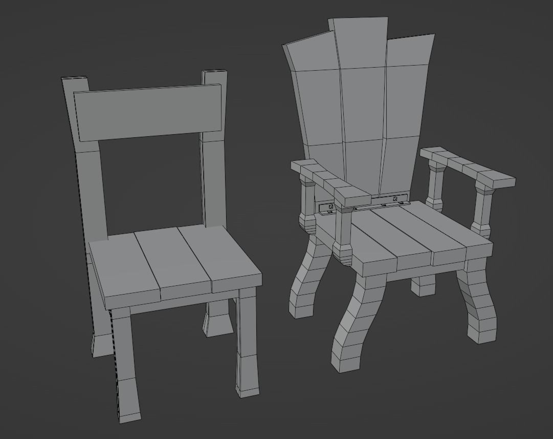 3D model Stylized Medieval Chair Collection VR / AR / low-poly | CGTrader