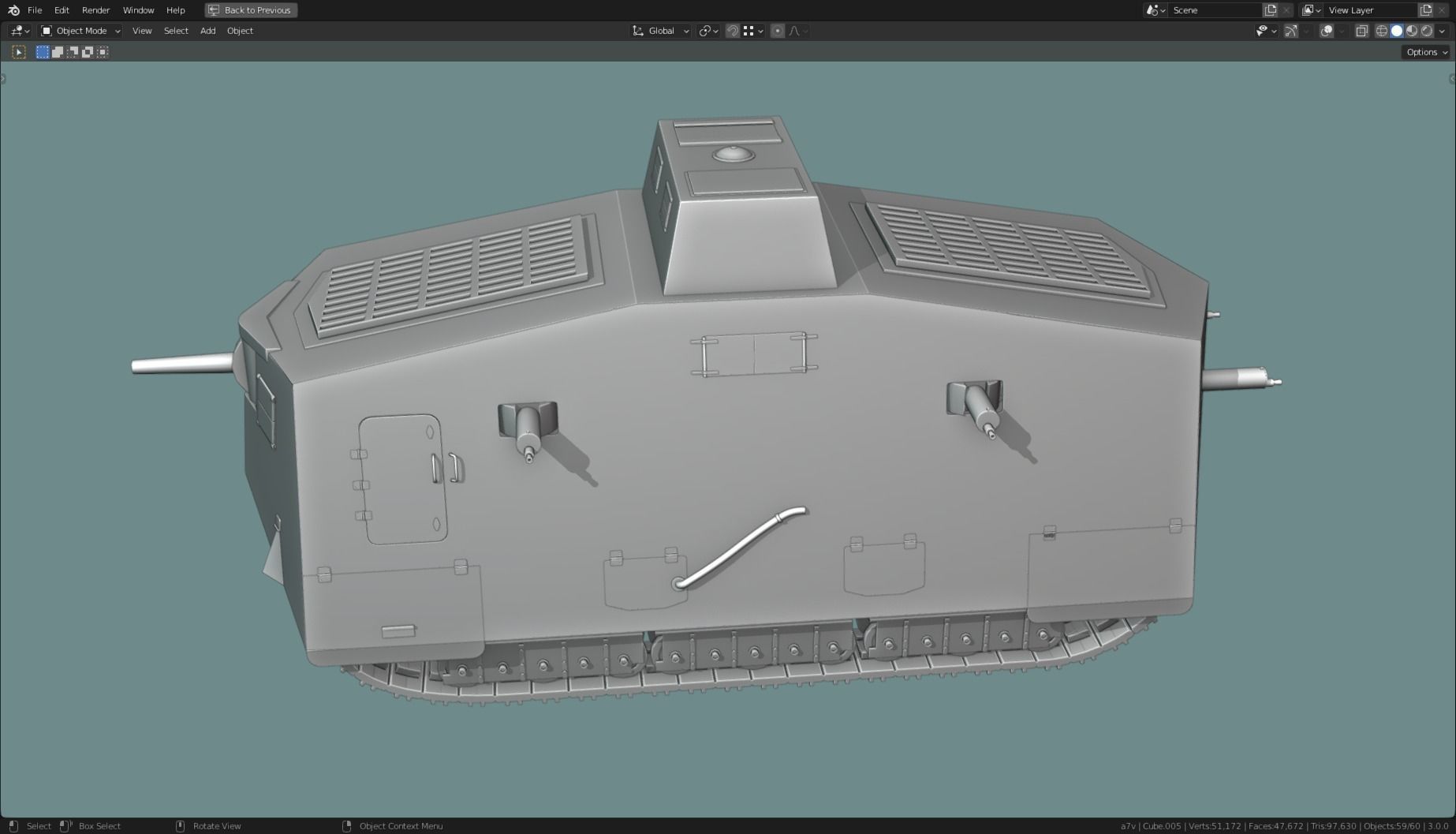 3D model A7V TANK BASE MESH VR / AR / low-poly | CGTrader