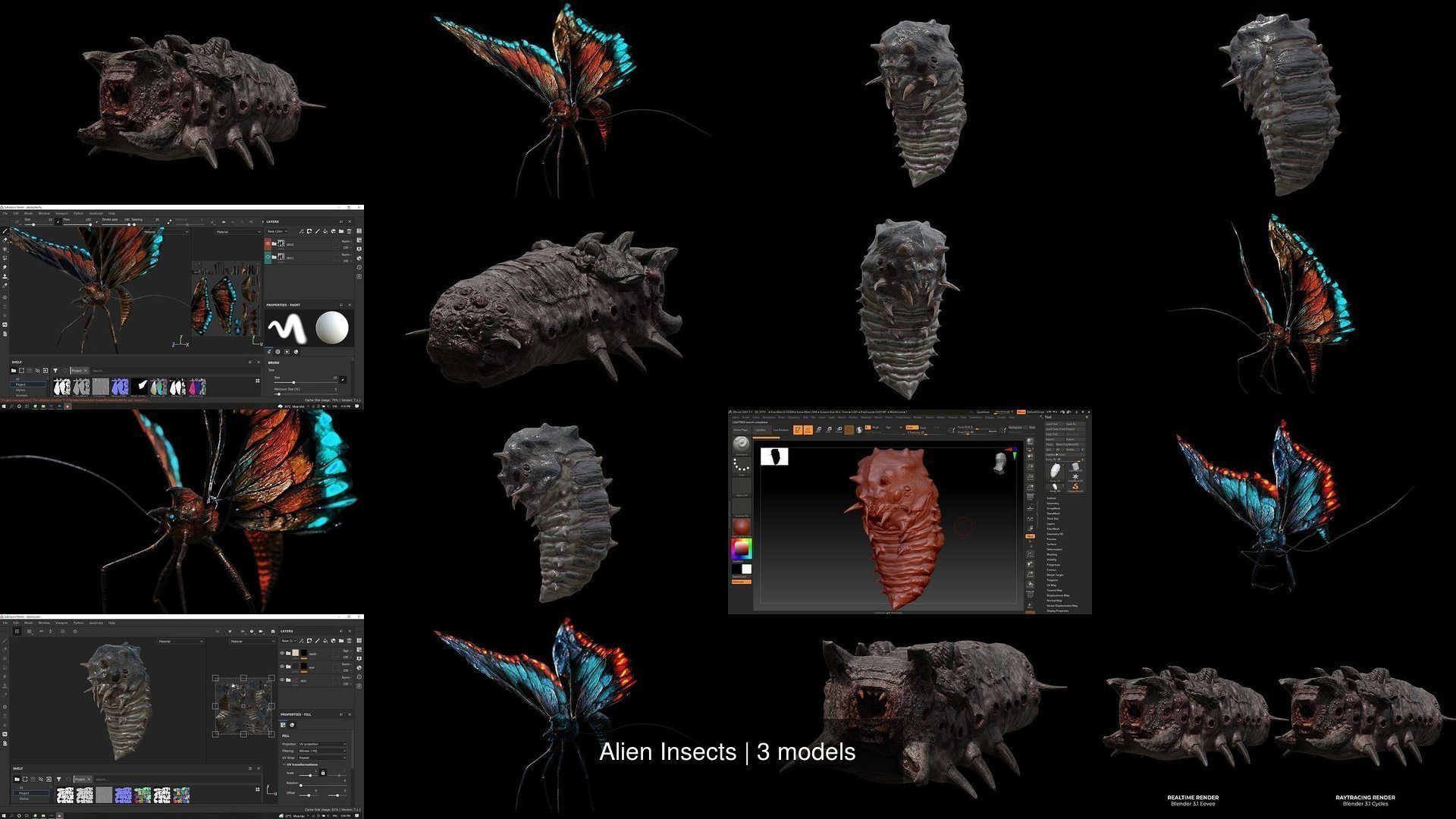 3D Model Collection Alien Insects VR / AR / low-poly | CGTrader
