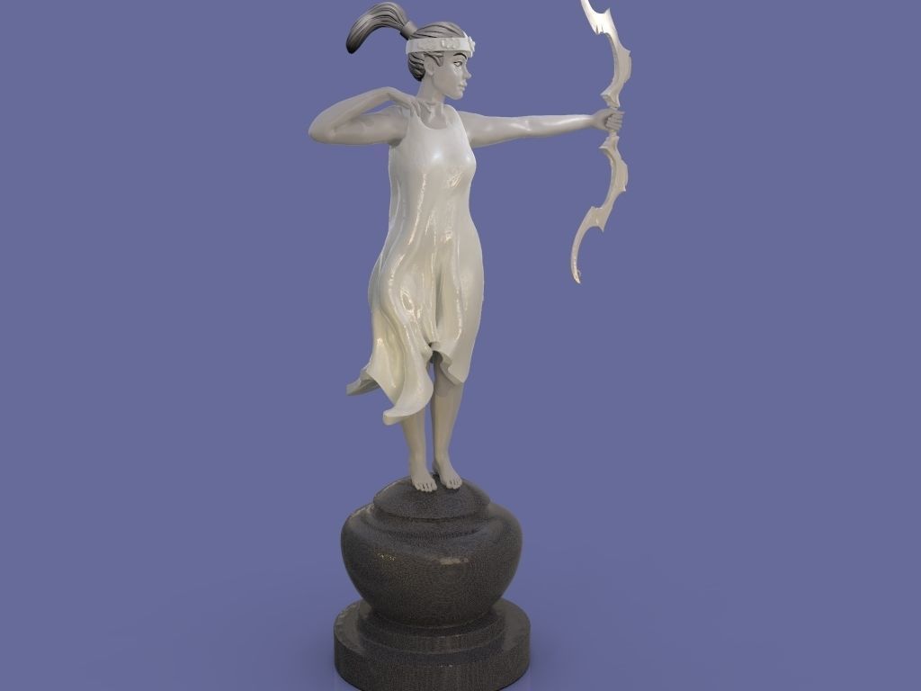 Archer statue of woman holding bow and arrow 3D model 3D printable ...