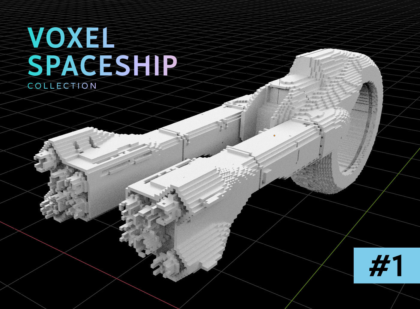 3D VOXEL SPACESHIP Collection 1 3D model | CGTrader