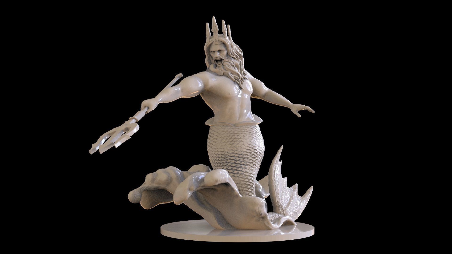 King Merman Statue 3D model 3D printable | CGTrader