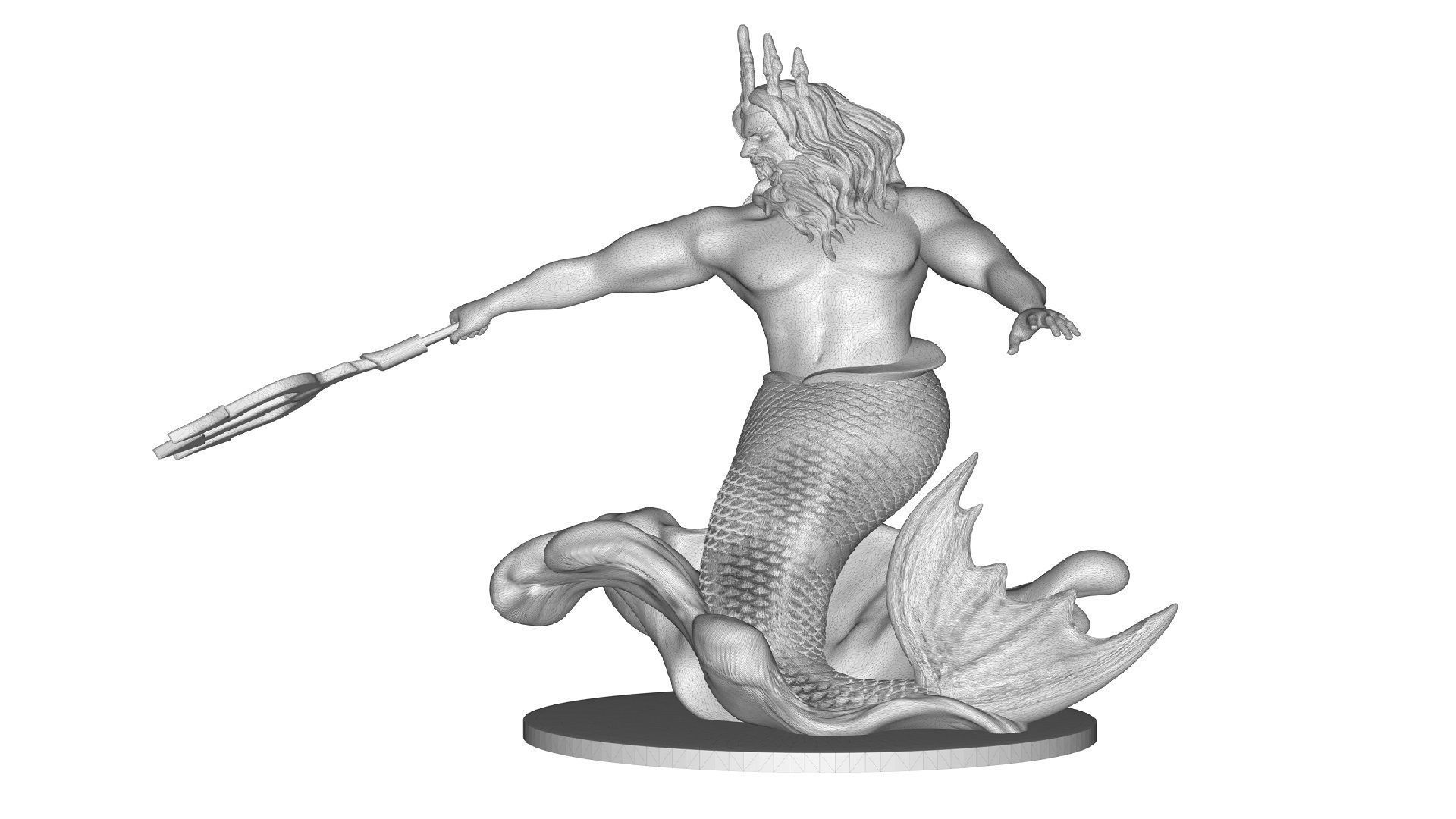 King Merman Statue 3D model 3D printable | CGTrader