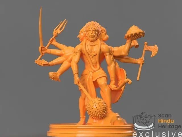 Five Faced Divine Monkey - Hanuman 3D model animated rigged | CGTrader