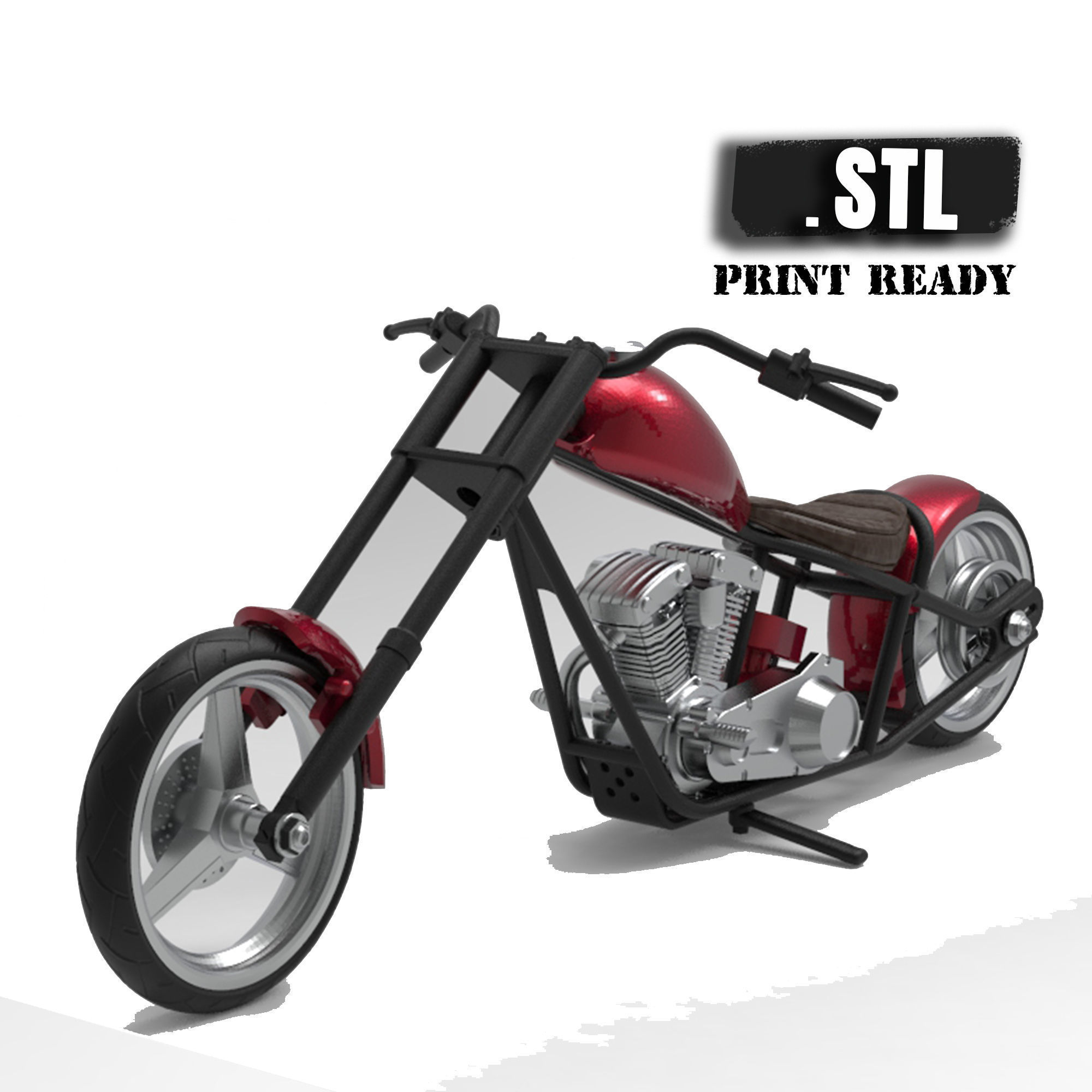 Chopper custom biker motorcycle STL printable 3D model 3D printable ...