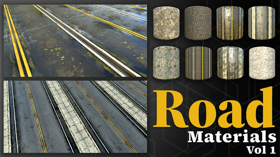 Texture Road Materials Vol 1 VR / AR / low-poly | CGTrader