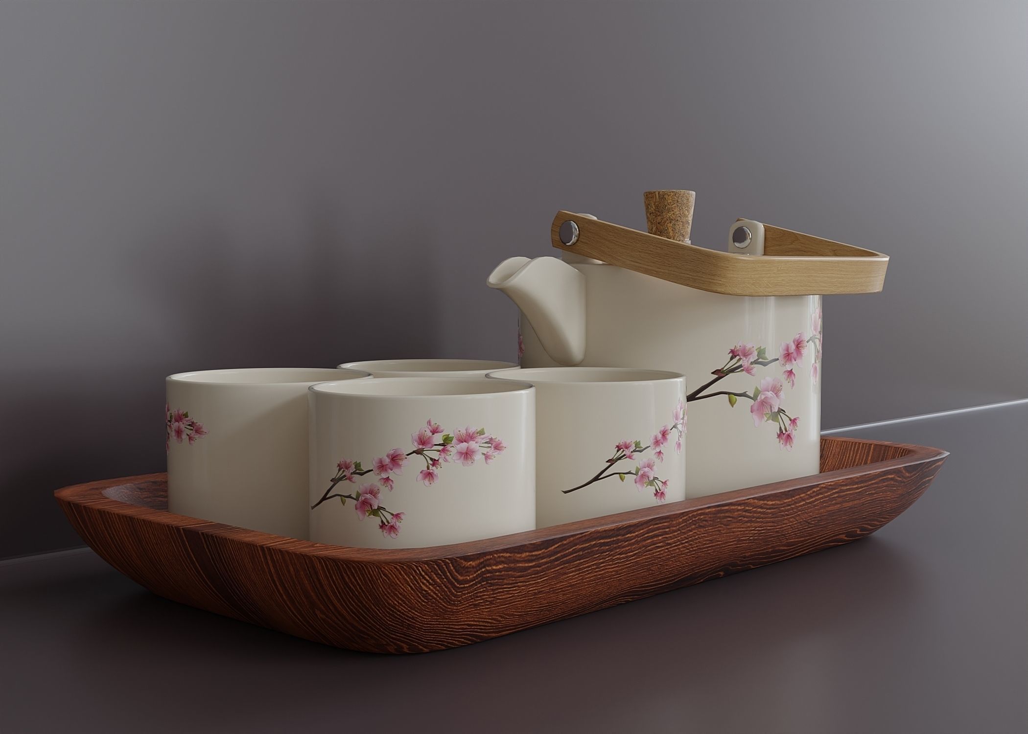 Japanese style tea set 3D model | CGTrader