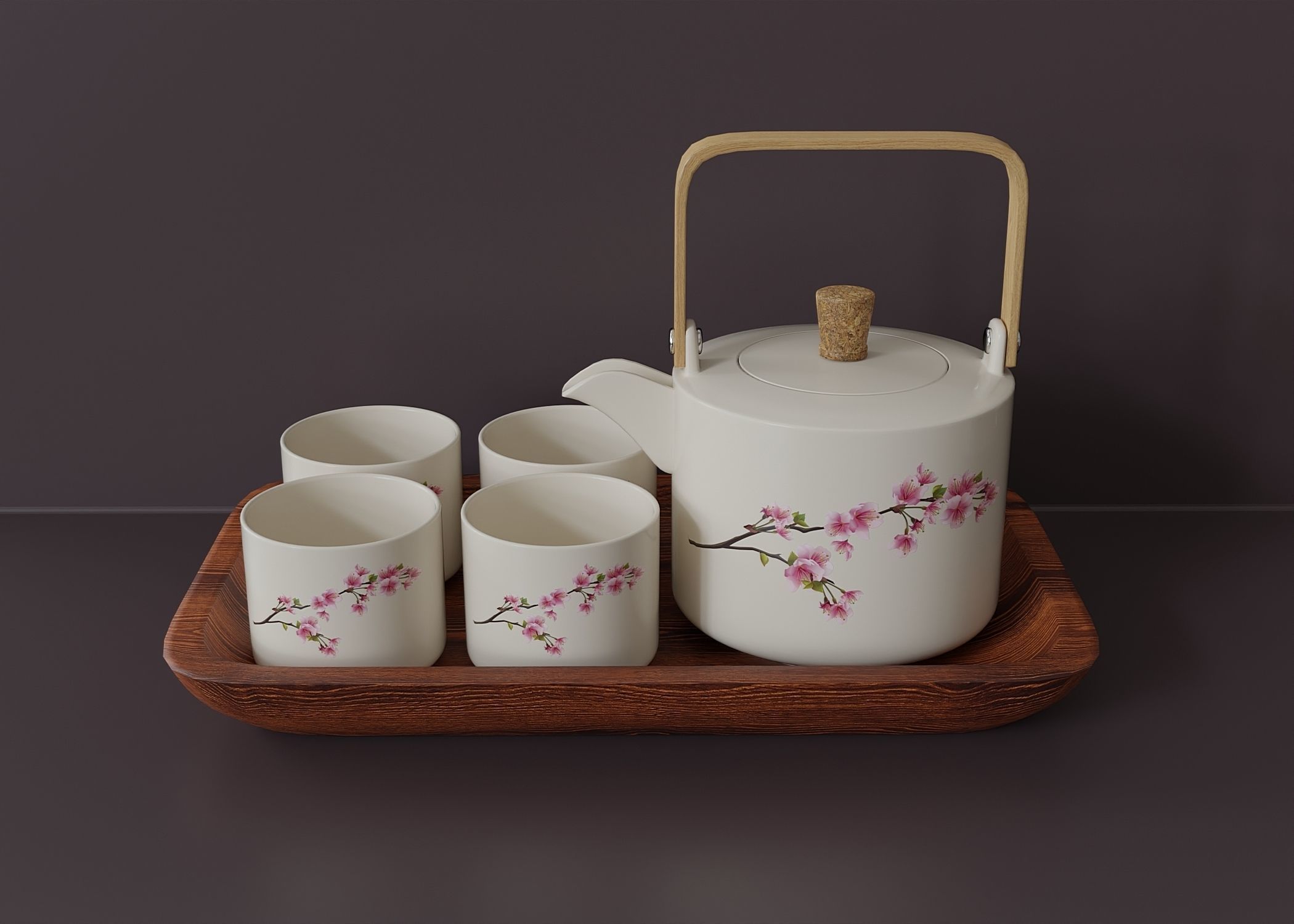 Japanese style tea set 3D model | CGTrader