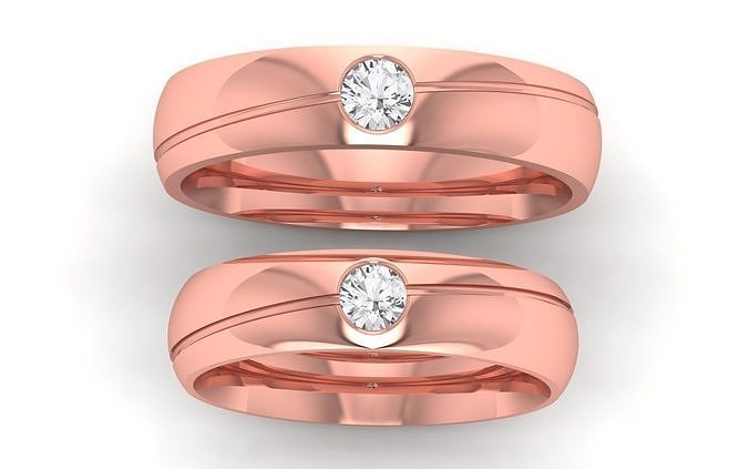 Engagement Wedding Solitaire Couple Ring 3D model 3D printable | CGTrader