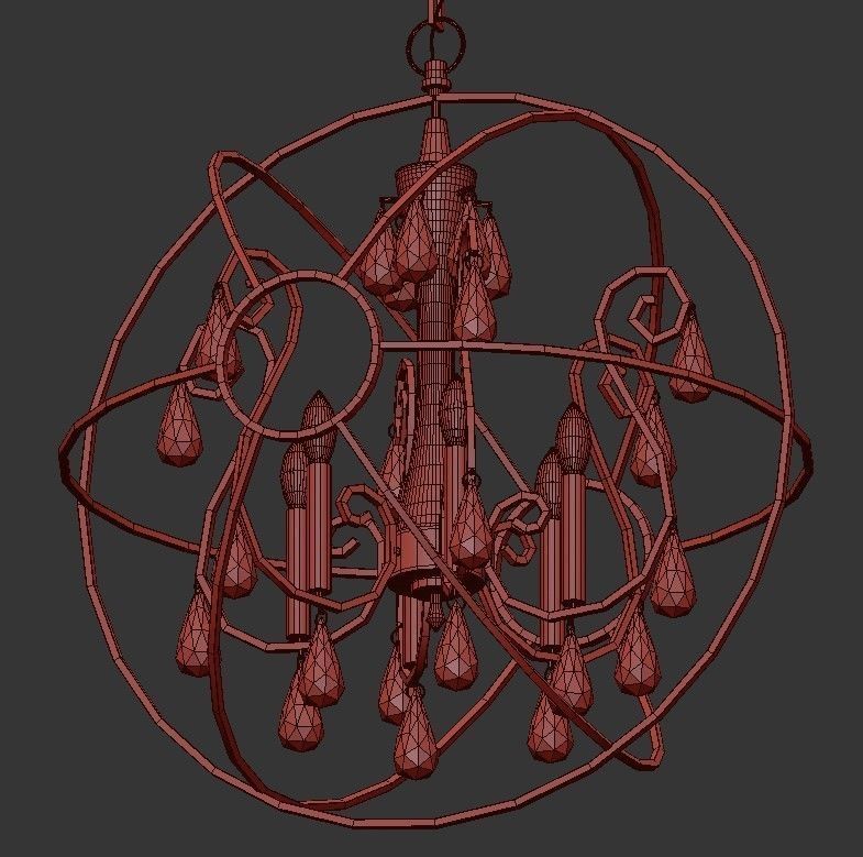 Solaris 6 chandelier with globe shape and crystals 3D model | CGTrader