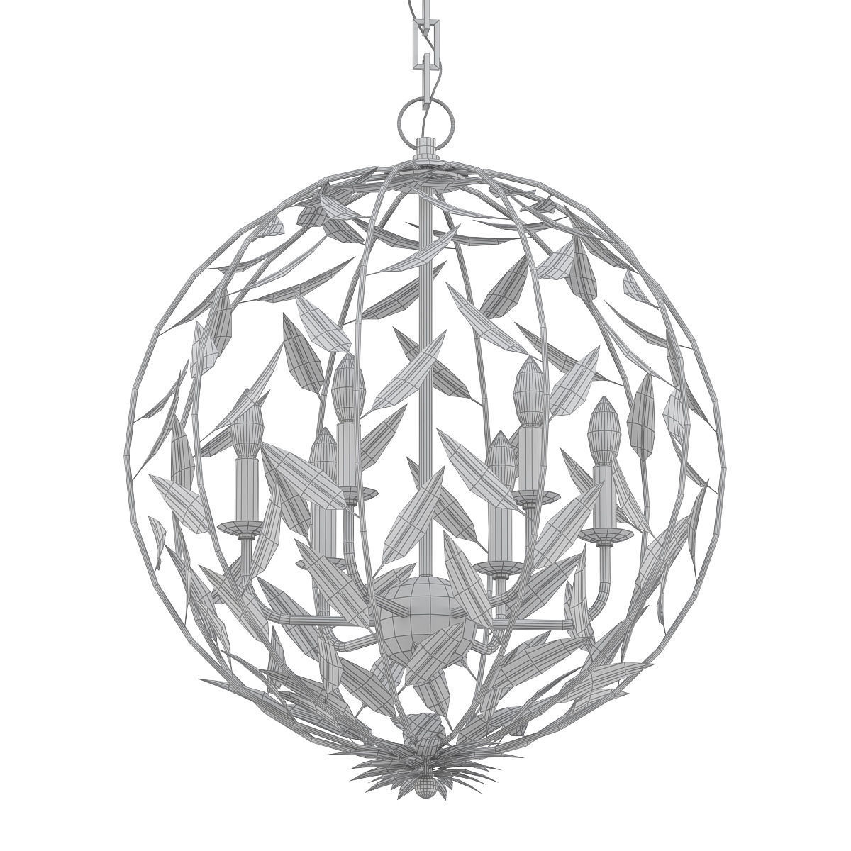 BROCHE 6 gold chandelier with leaves hanging from it 3D model | CGTrader