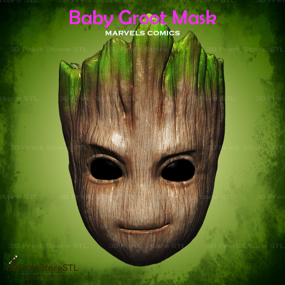 Baby Groot Mask Cosplay Guardians of the Galaxy - STL File 3D model 3D ...