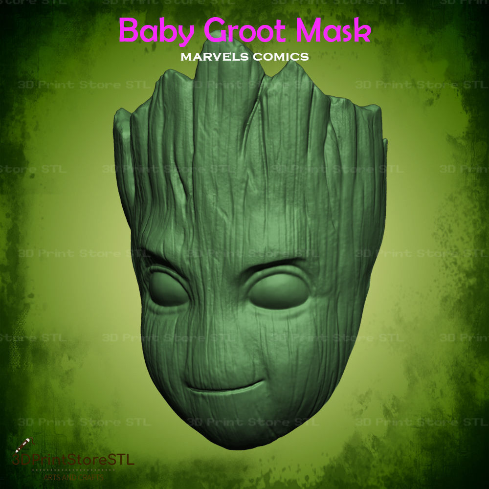 Baby Groot Mask Cosplay Guardians of the Galaxy - STL File 3D model 3D ...