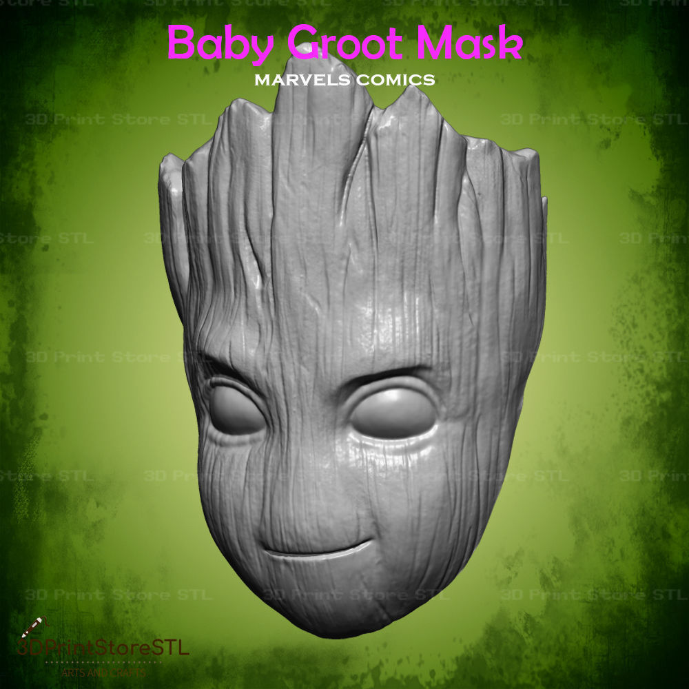 Baby Groot Mask Cosplay Guardians of the Galaxy - STL File 3D model 3D ...