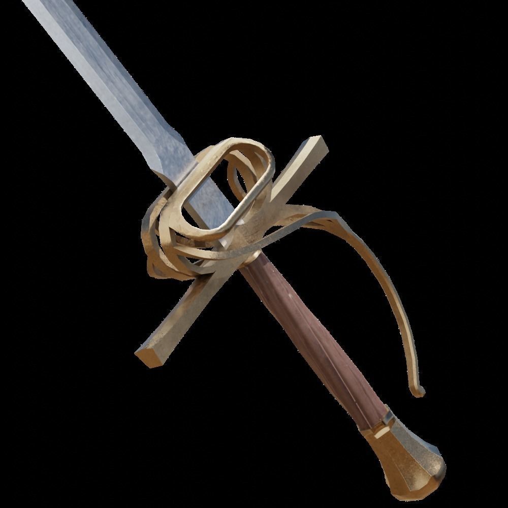 Rapier gold sword with cross free VR / AR / low-poly 3D model | CGTrader
