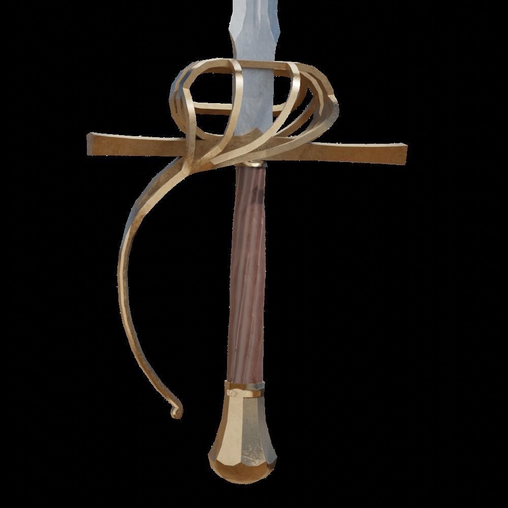 Rapier gold sword with cross free VR / AR / low-poly 3D model | CGTrader