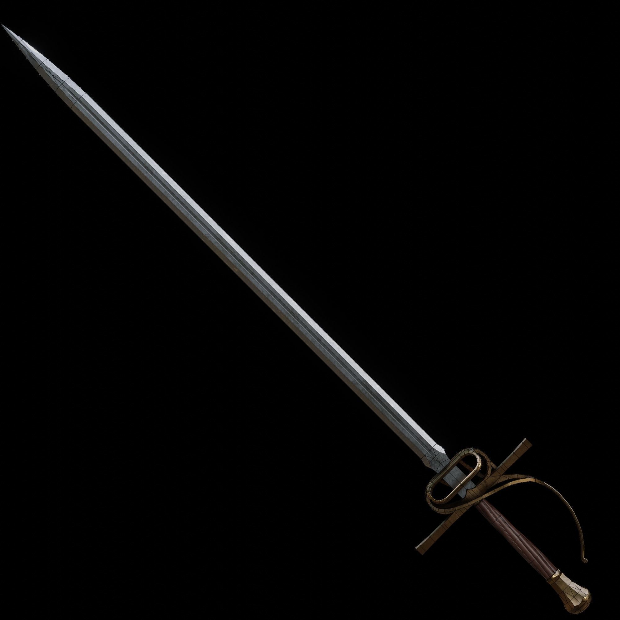 Rapier gold sword with cross free VR / AR / low-poly 3D model | CGTrader