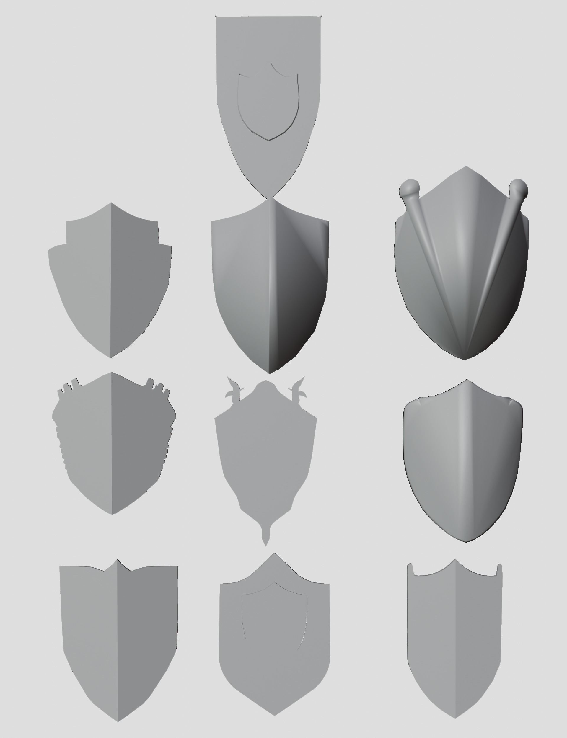 3D model 10 low poly Shields V2 VR / AR / low-poly | CGTrader