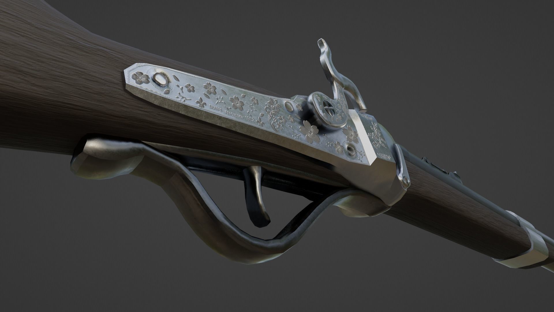 3D model 1862 Sharps Percussion Civil War Carbine VR / AR / low-poly ...