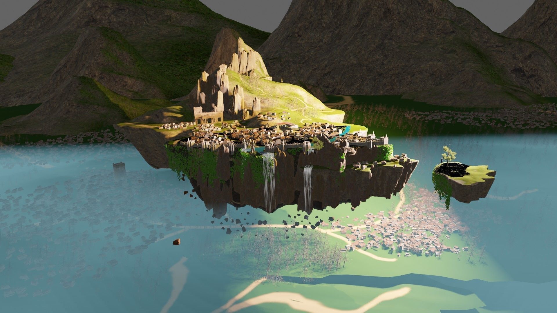 floating island made in blender 3D model | CGTrader