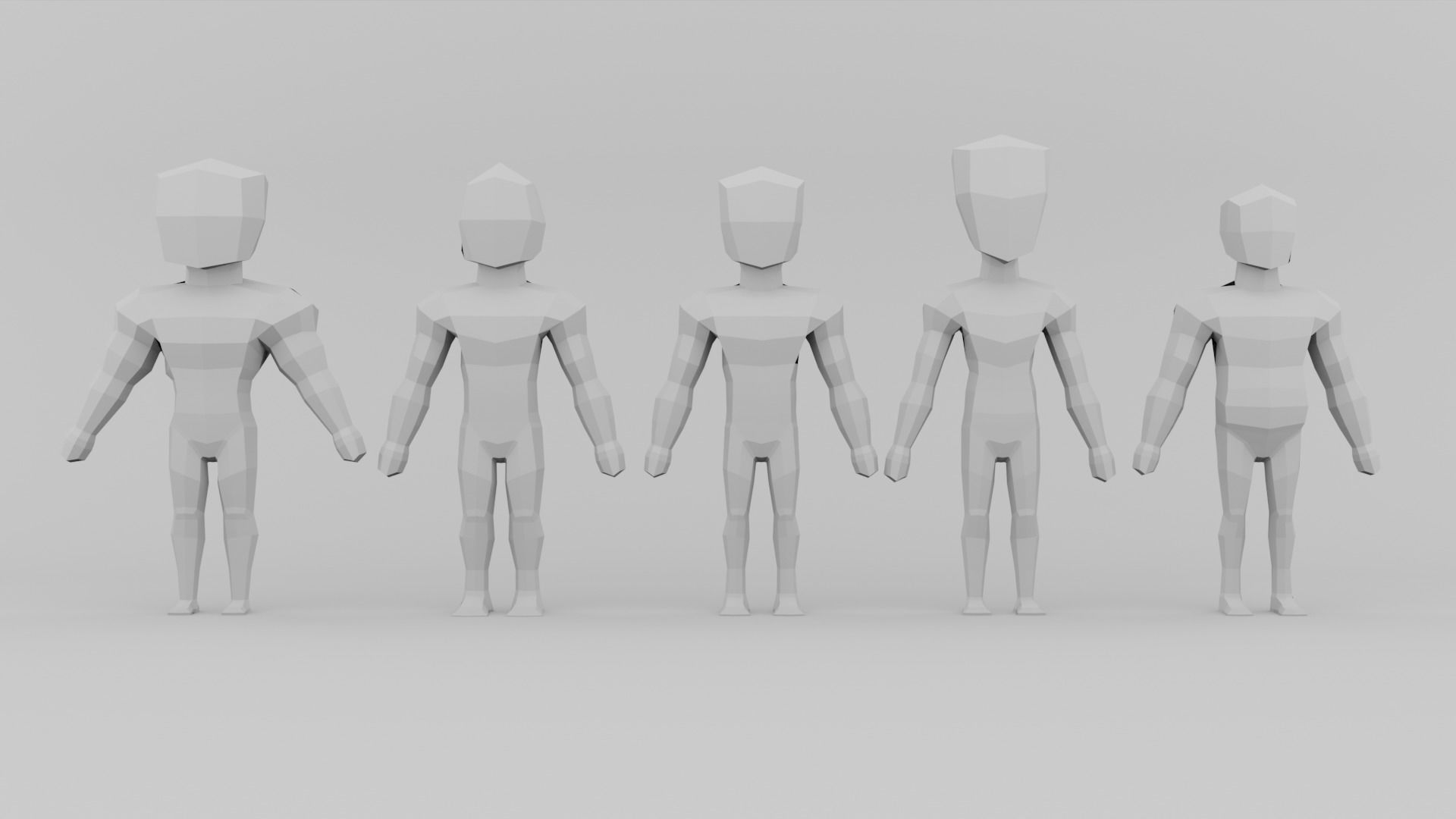 Lowpoly Man group of men in row free VR / AR / low-poly 3D model | CGTrader