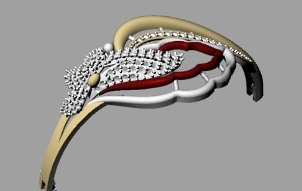 bracelet 3dm gold and silver ring with diamonds 3D model 3D printable ...