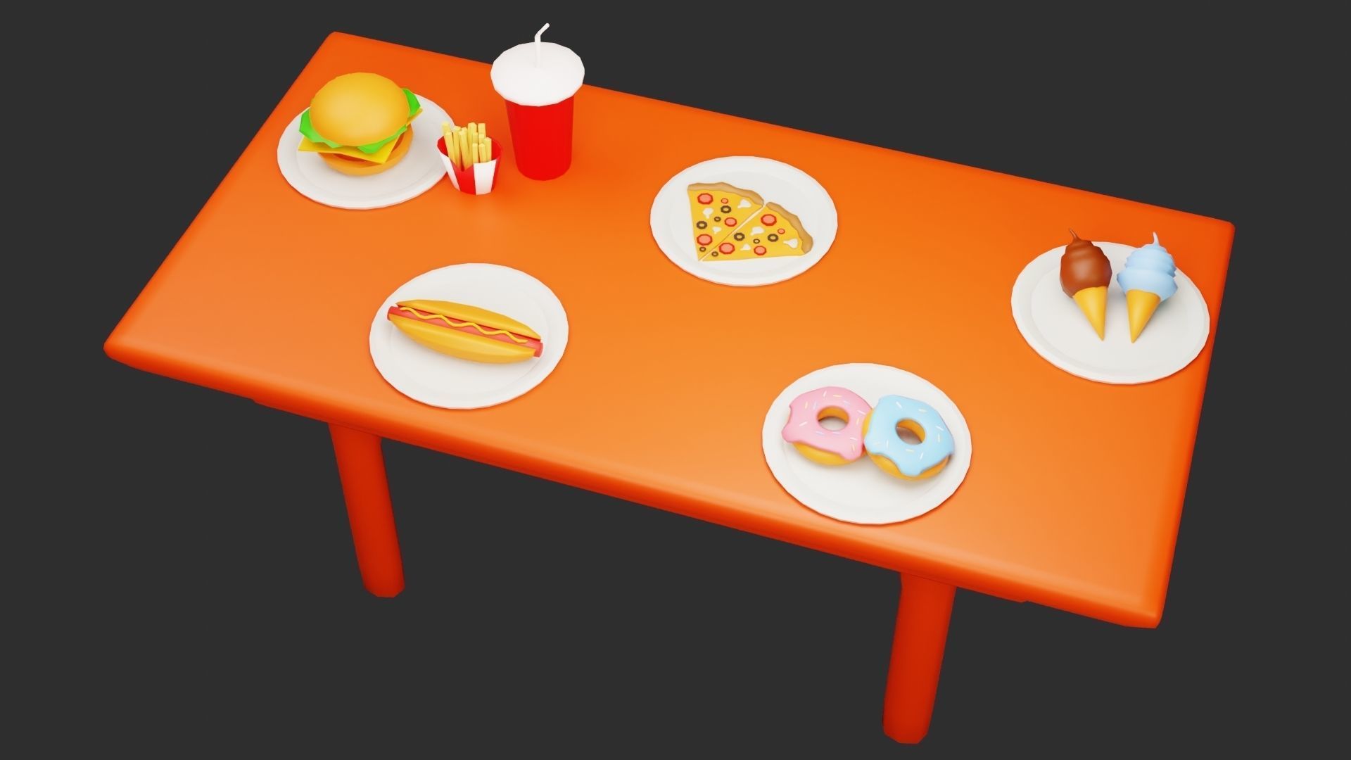 Low Poly Fast Food Pack free VR / AR / low-poly 3D model | CGTrader
