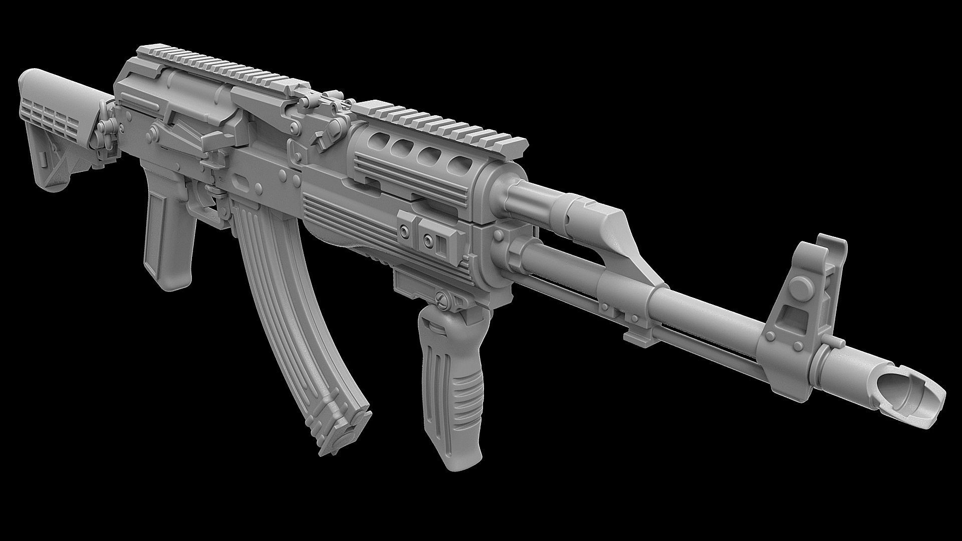 Ak 47 tactical ris m4 stock 3D model | CGTrader