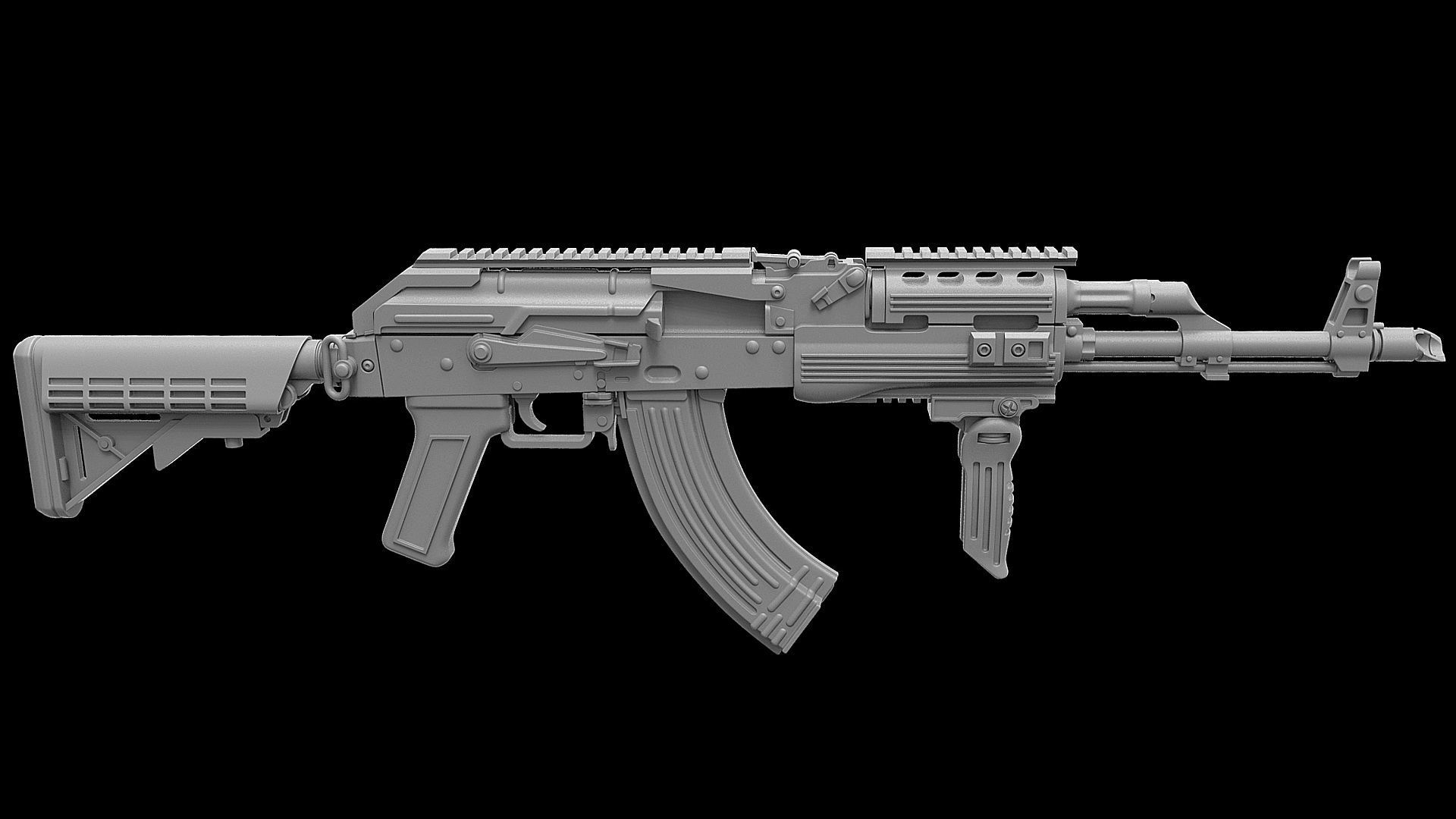 Ak 47 tactical ris m4 stock 3D model | CGTrader