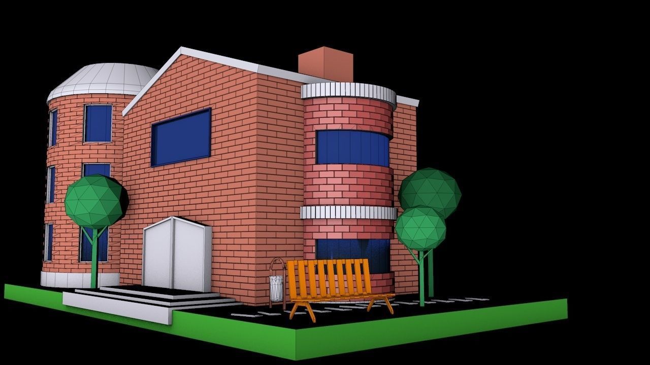 House with patio animated 3D model animated | CGTrader
