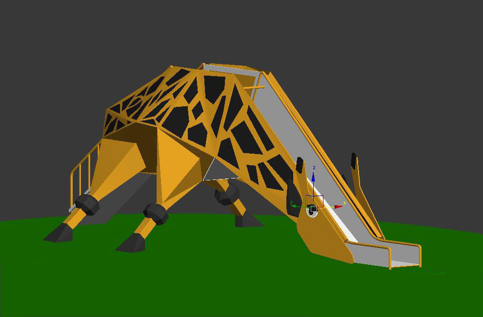 3-12 years old Kids outdoor playground giraffe slide 3D model | CGTrader