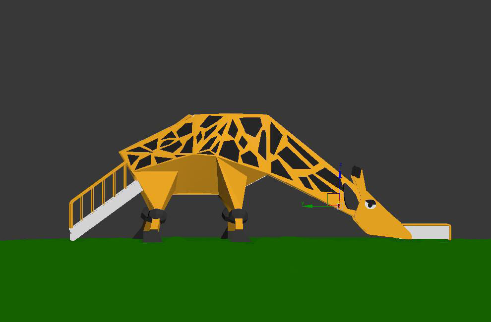 3-12 years old Kids outdoor playground giraffe slide 3D model | CGTrader