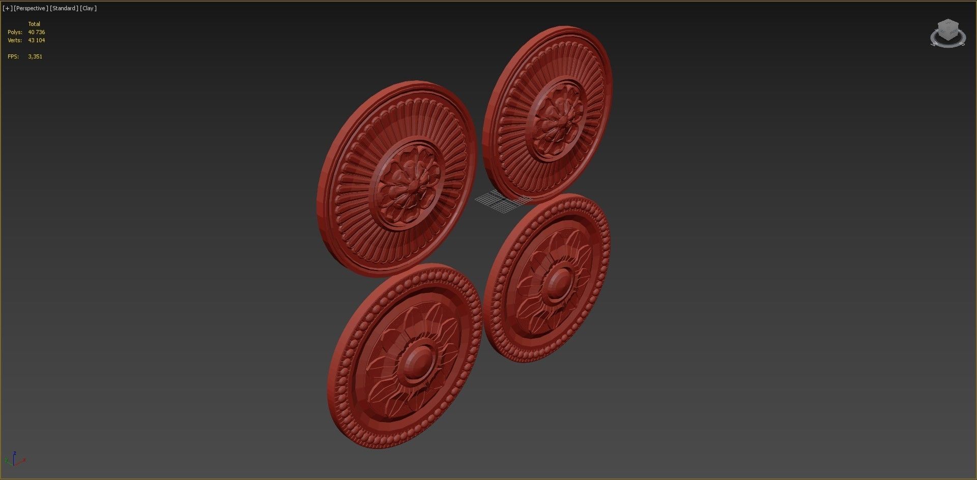 3D model Rozet 2 marble ceiling medallion with flower design VR / AR ...