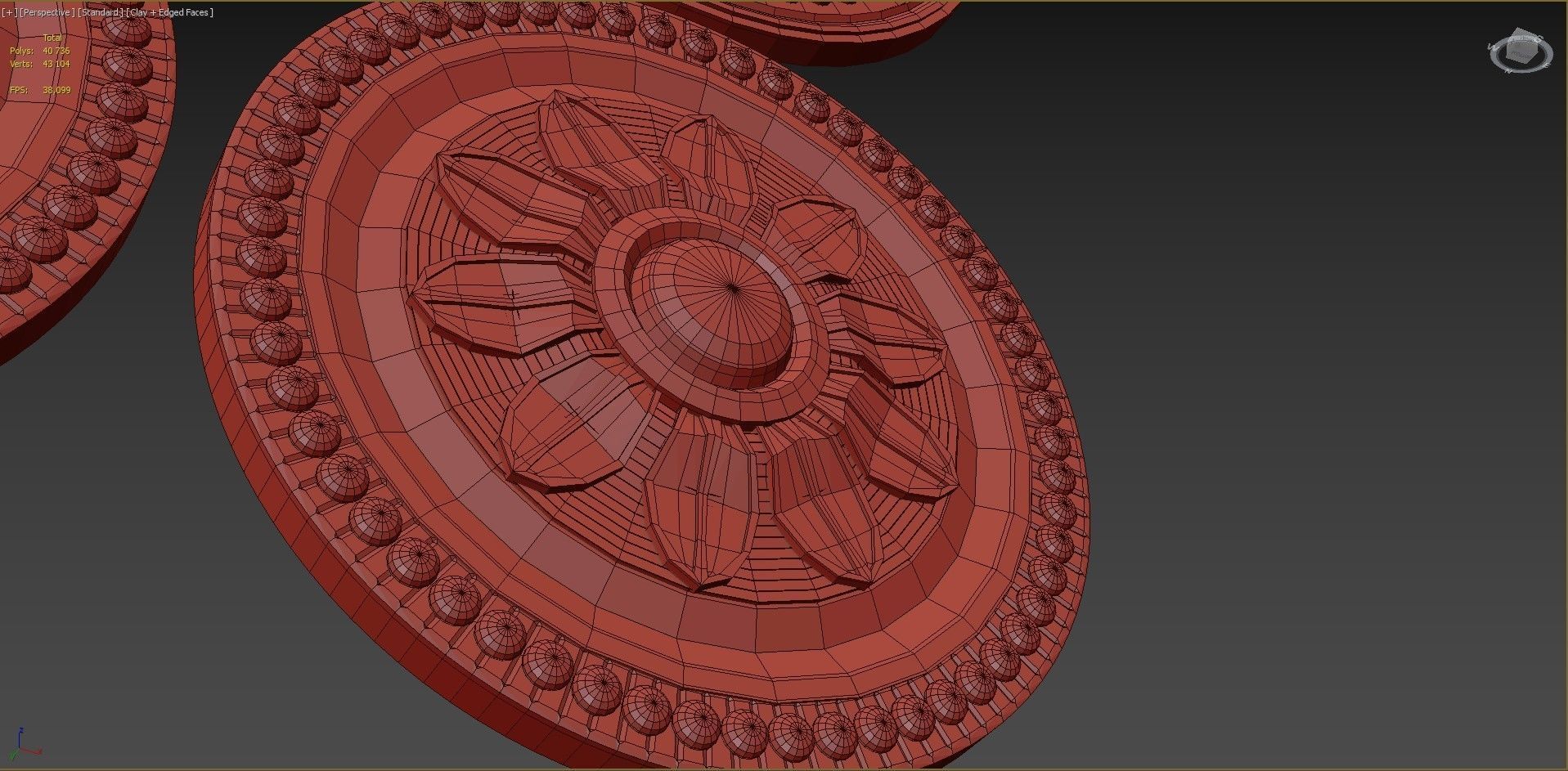 3D model Rozet 2 marble ceiling medallion with flower design VR / AR ...