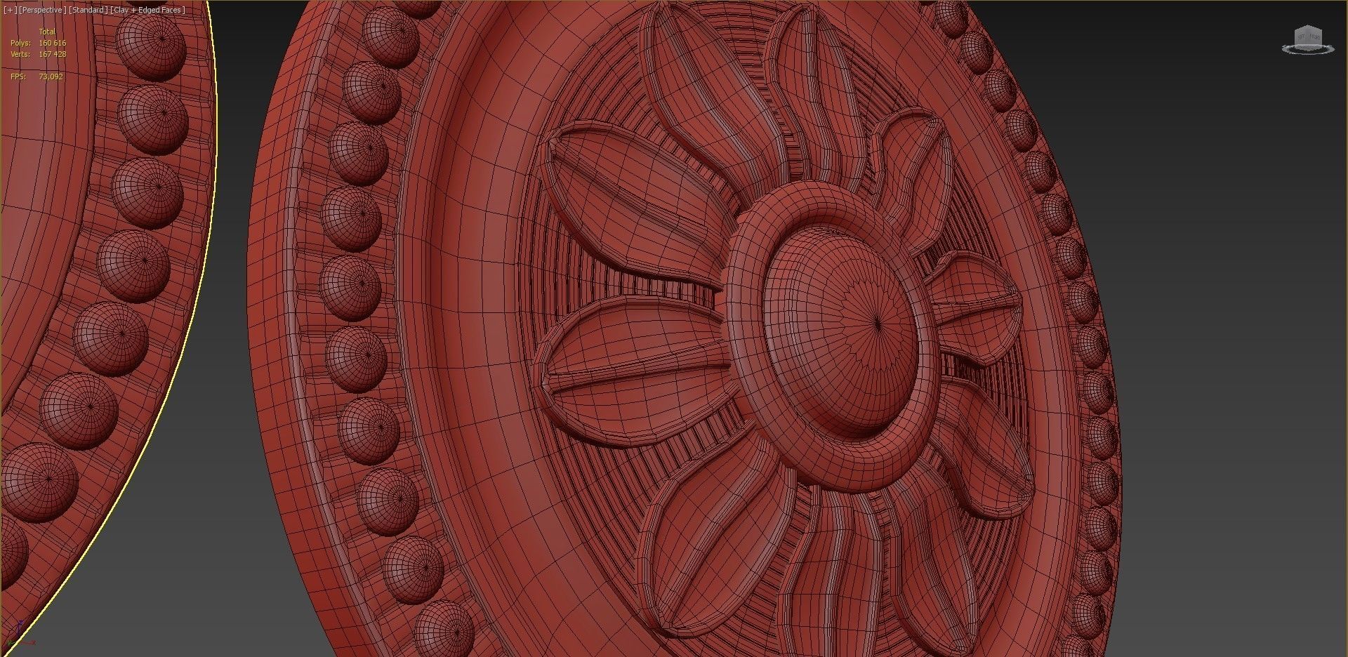 3D model Rozet 2 marble ceiling medallion with flower design VR / AR ...