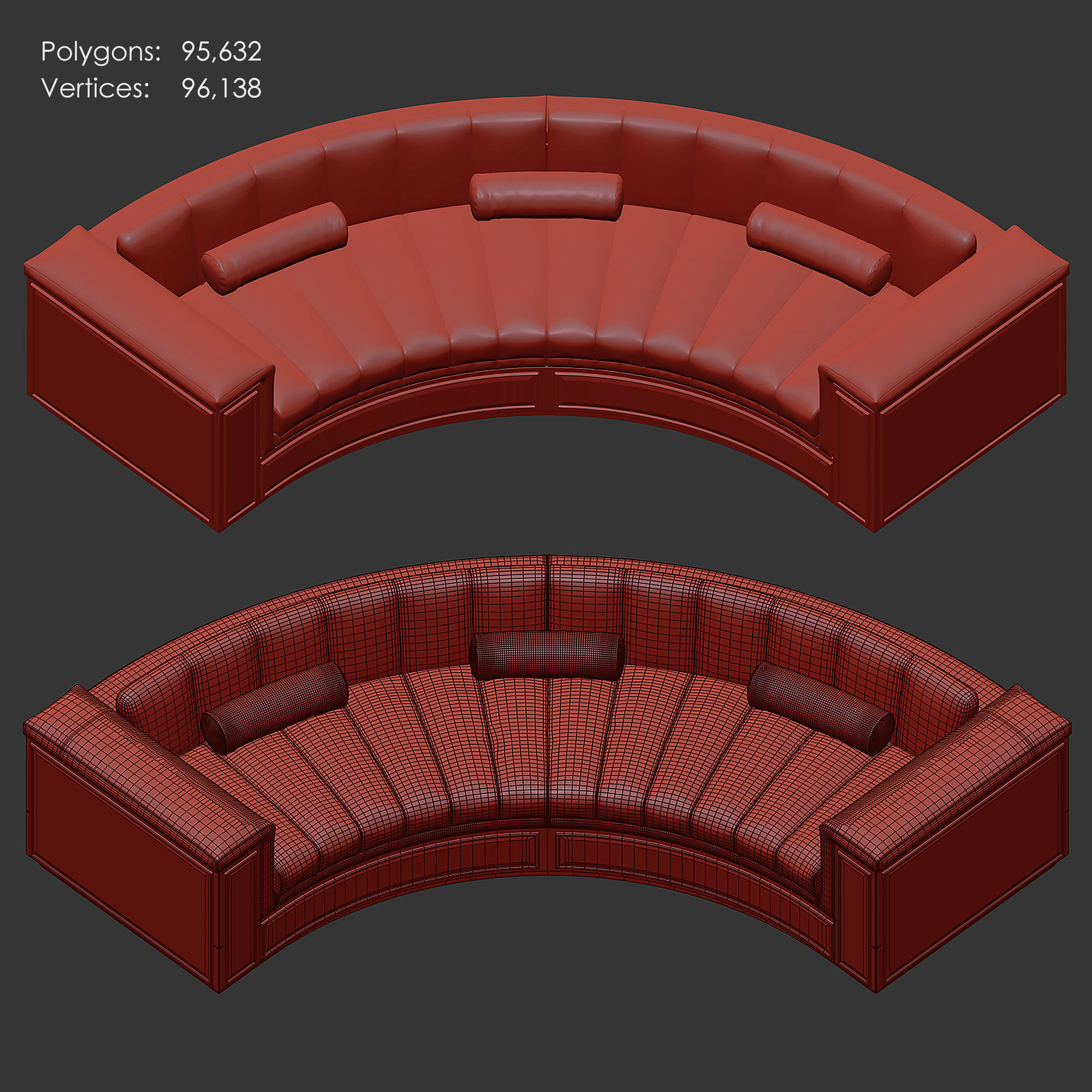 Quarter Round Seating 3D model | CGTrader