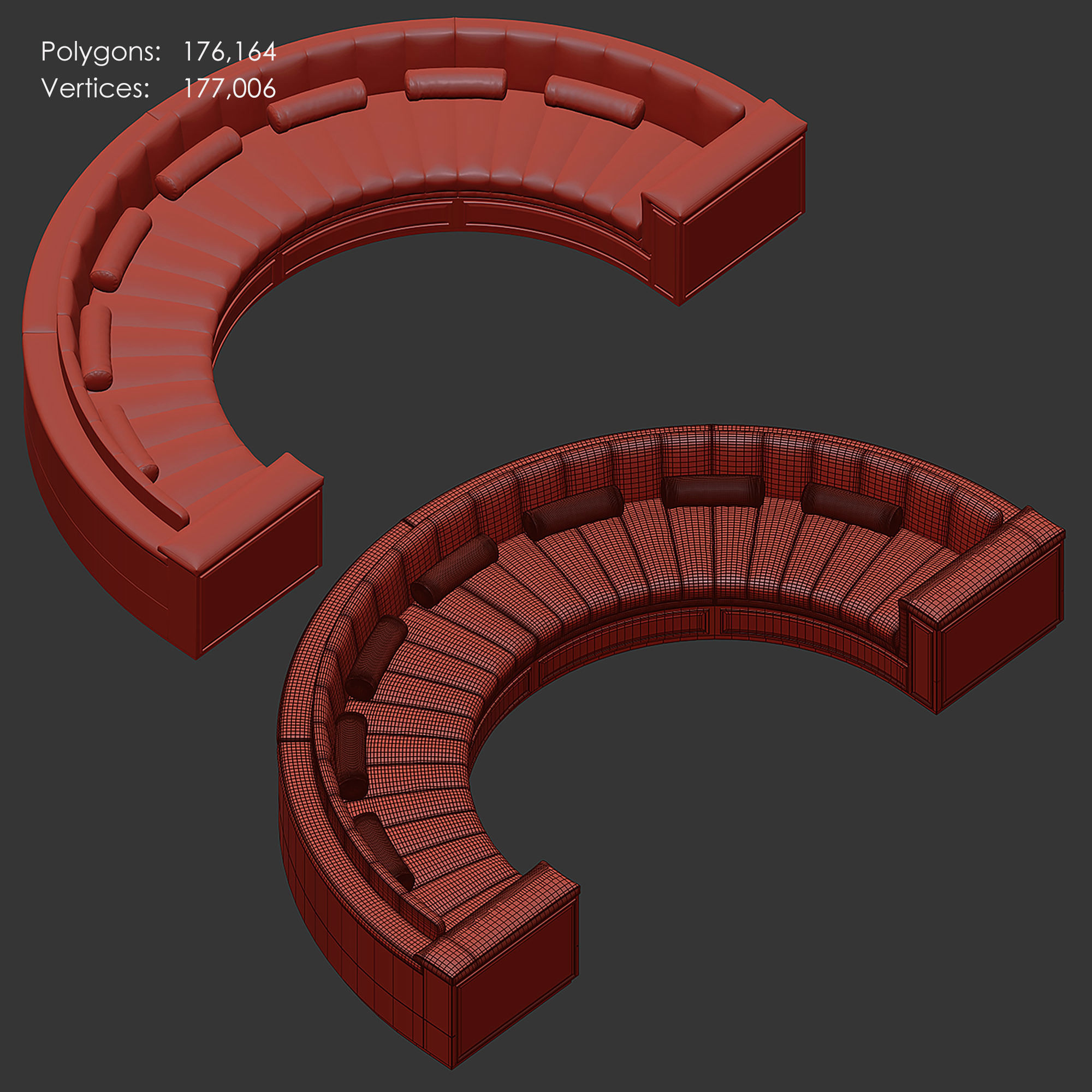 Half Round Seating 3D model | CGTrader