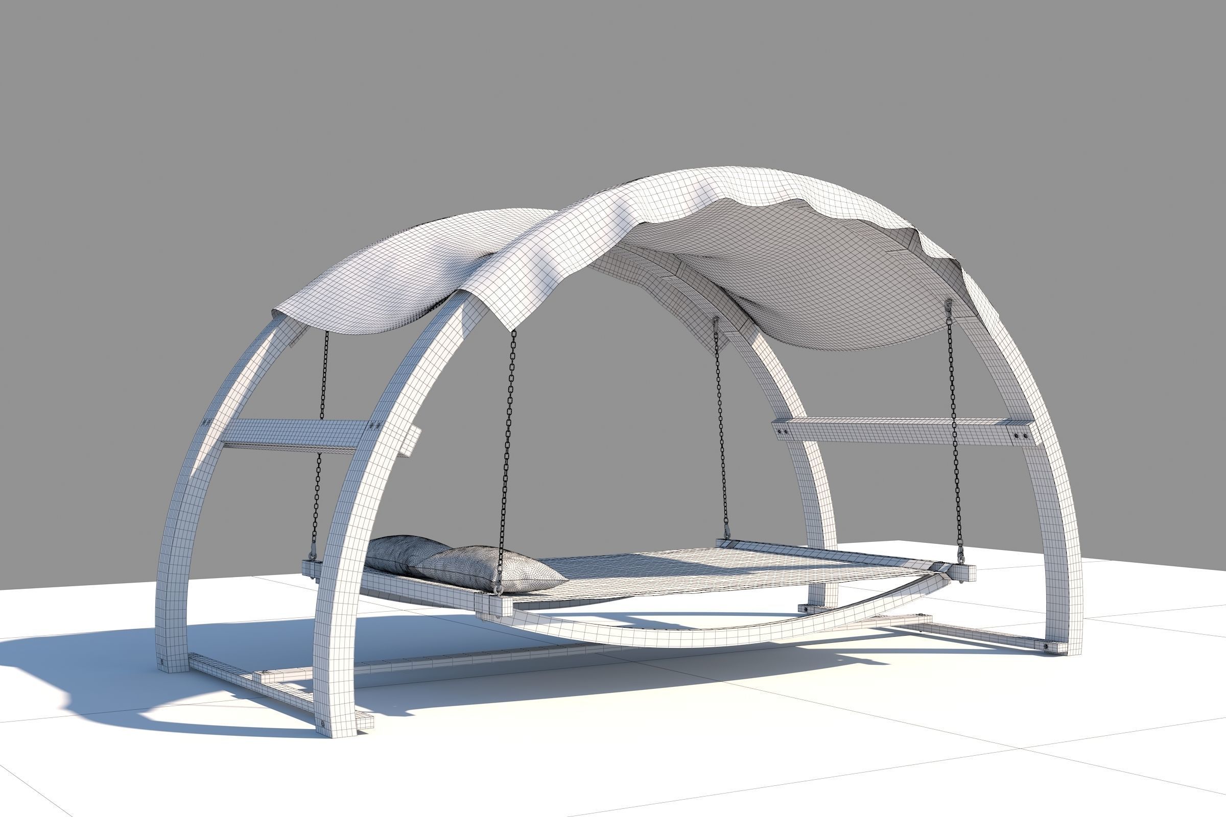 Swing Bed With Canopy 3D model | CGTrader