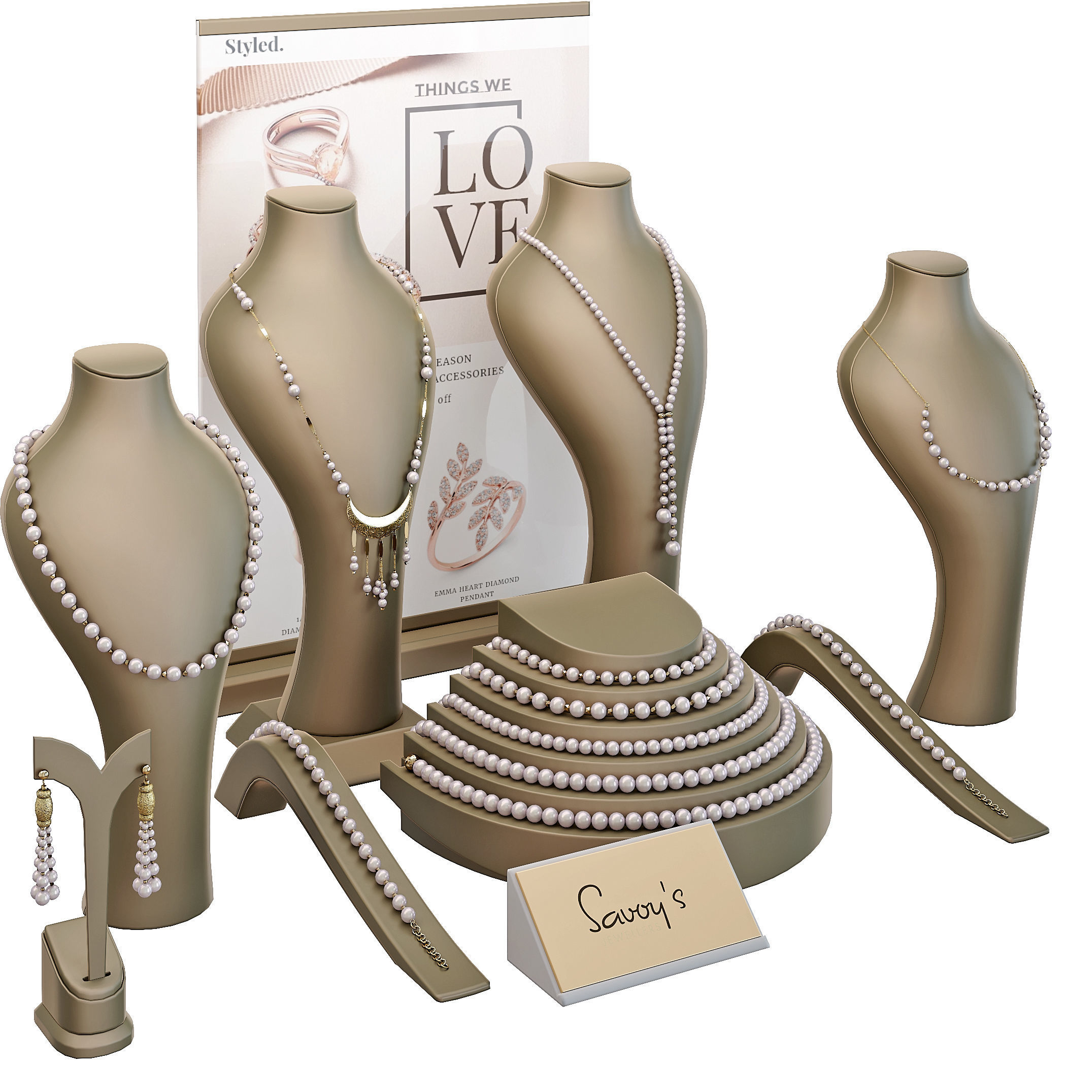 Stylish jewelry showcase 3 3D model | CGTrader