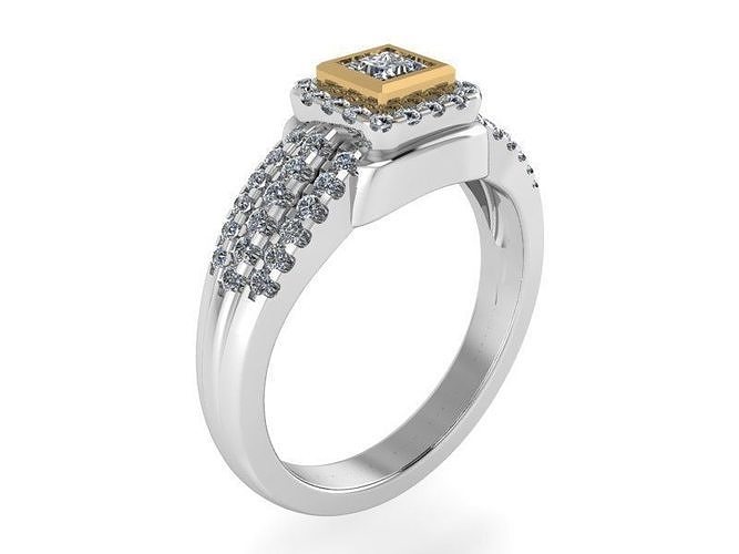 Square Diamond ring 2181 3D print model 3D model 3D printable | CGTrader