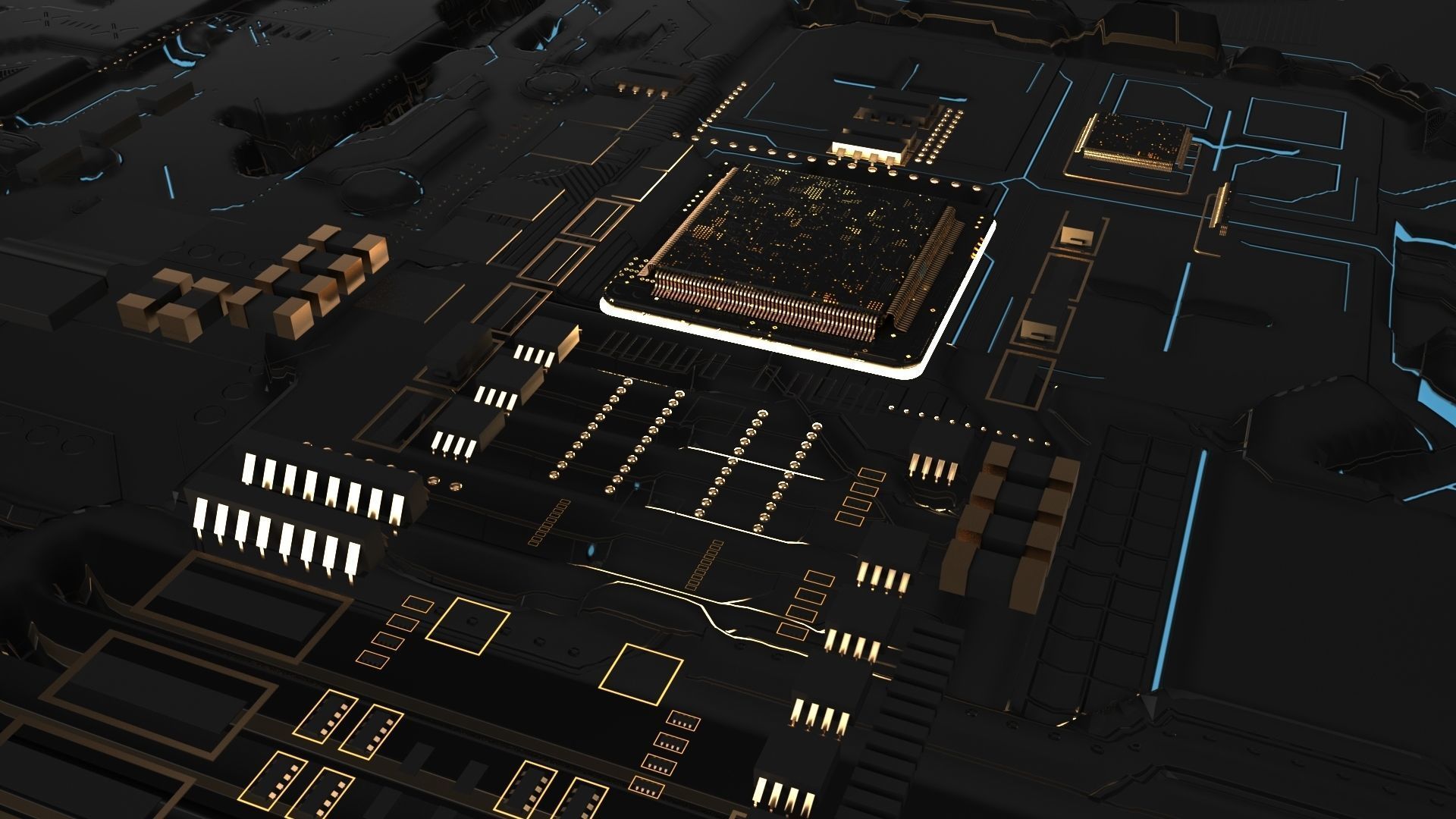 Scifi technology computer circuit board 3D model | CGTrader