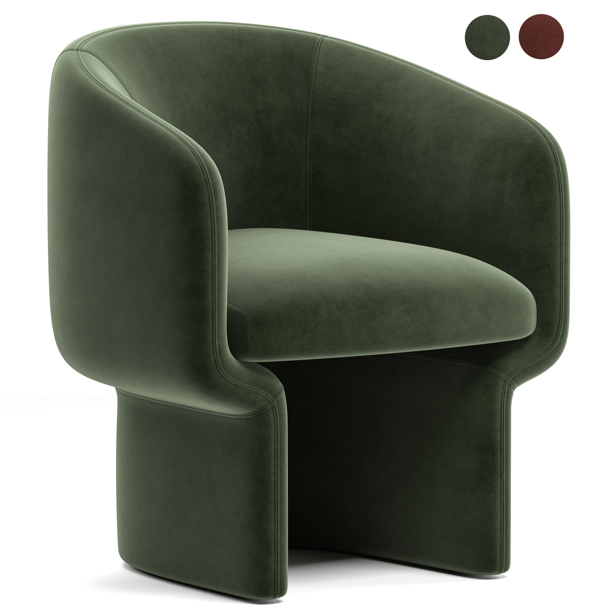 Wide Velvet Barrel Chair 3D model | CGTrader
