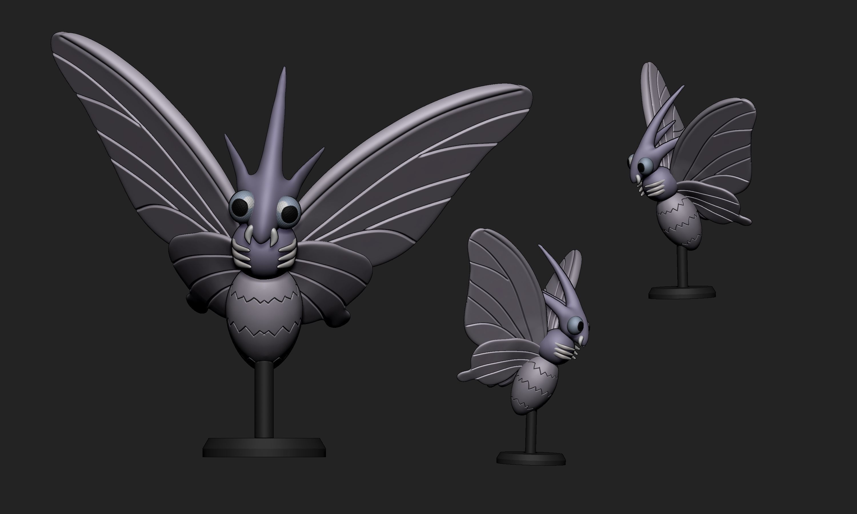 Pokemon - Venomoth with base 3D model 3D printable | CGTrader