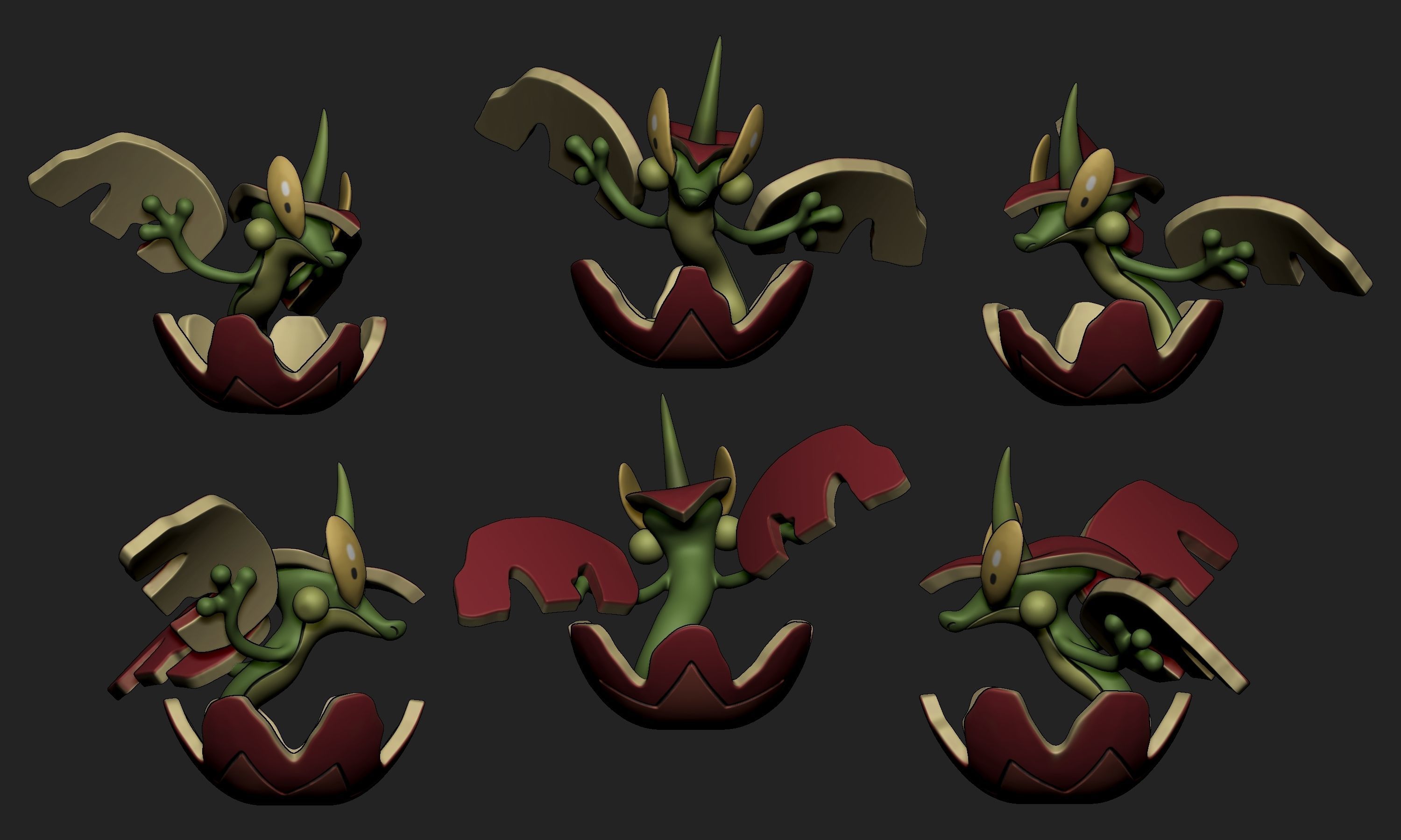 Pokemon - Applin Flapple and Appletun with 2 poses 3D model 3D ...