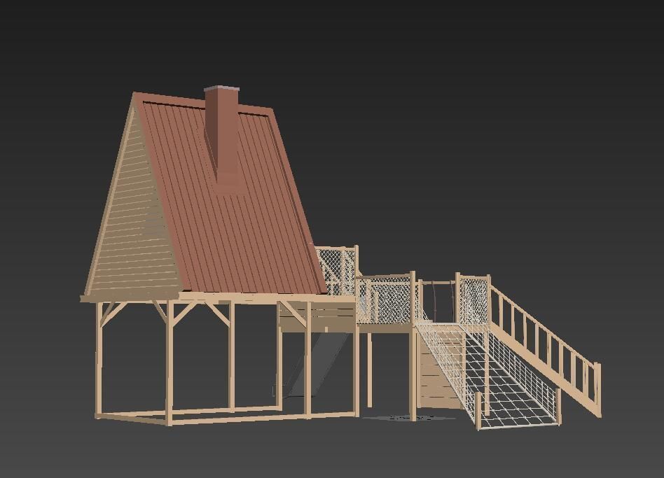 grove wooden game cabin playground 3D model | CGTrader