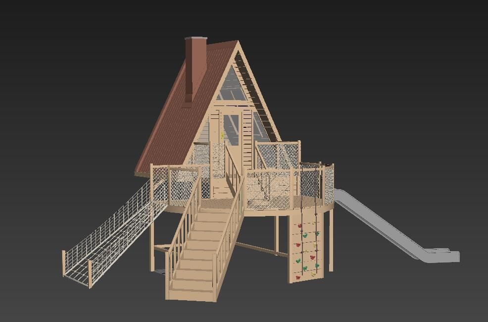 grove wooden game cabin playground 3D model | CGTrader