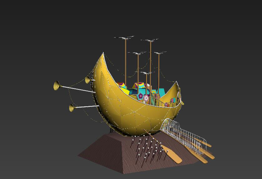 Scenic spot moon ship theme kids playground equipment 3D model | CGTrader