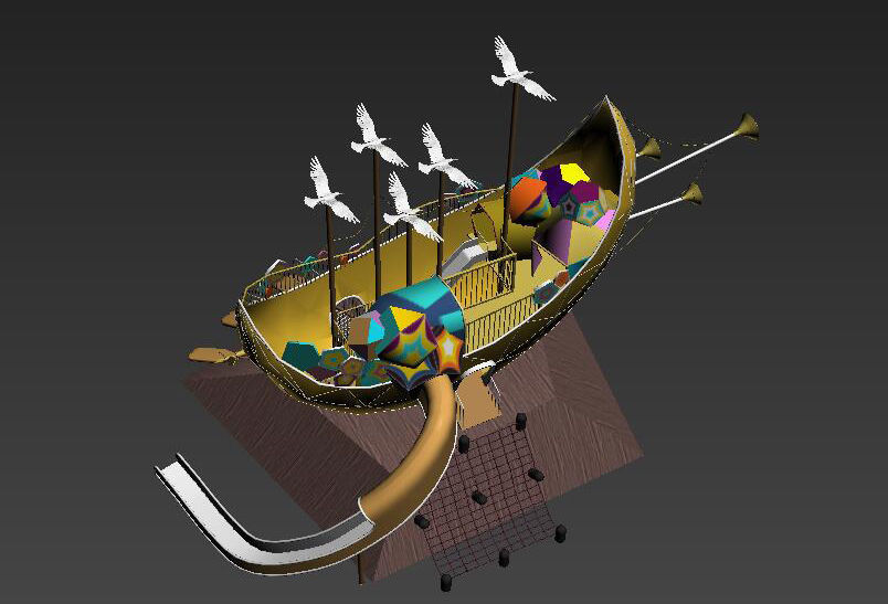 Scenic spot moon ship theme kids playground equipment 3D model | CGTrader