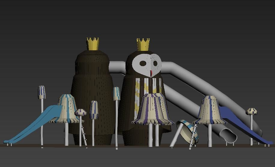 Wooden Owl Playground Set 3D model | CGTrader